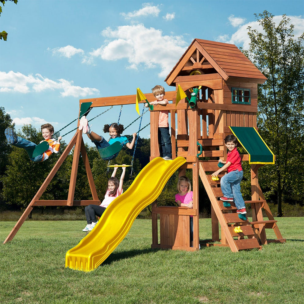 Jamboree Fort Play Set Wooden Swing Set by Swing-N-Slide - Installatio
