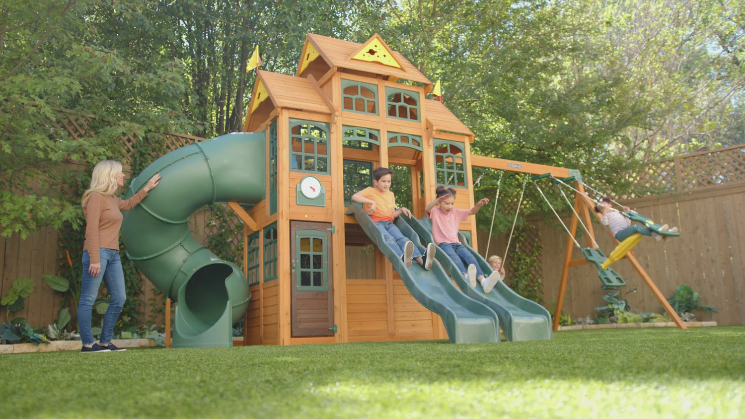 Falcon Ridge Wooden Swing Set | Outdoor Playset | KidKraft